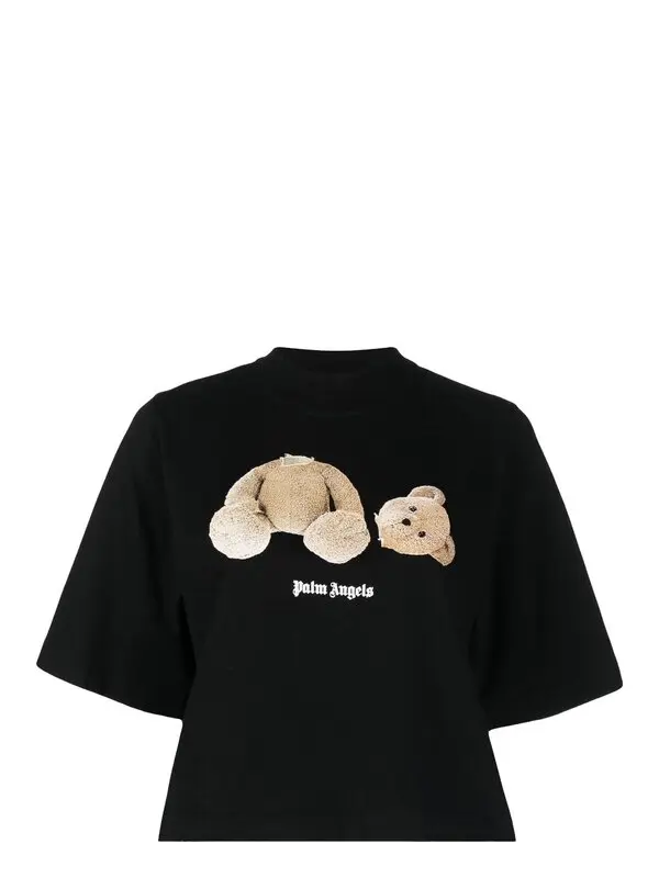 Palm Angels Broken Bear Cotton T-shirt - Black