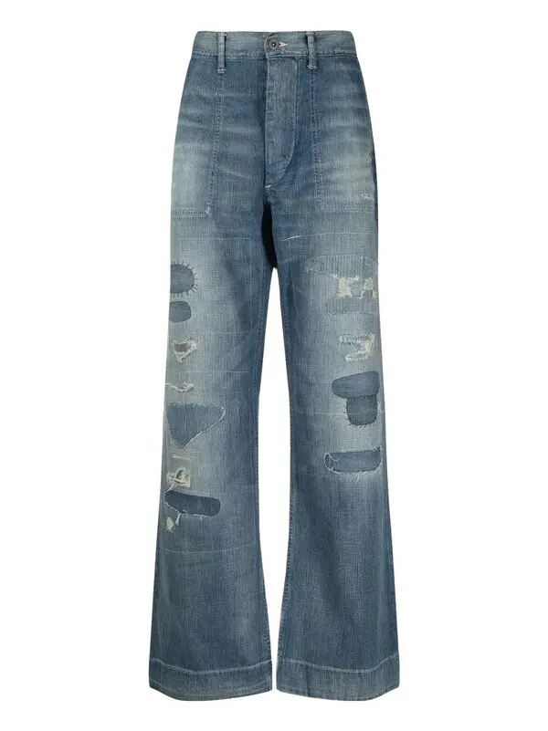 Ralph Lauren Distressed Straight-leg Denim - Blue