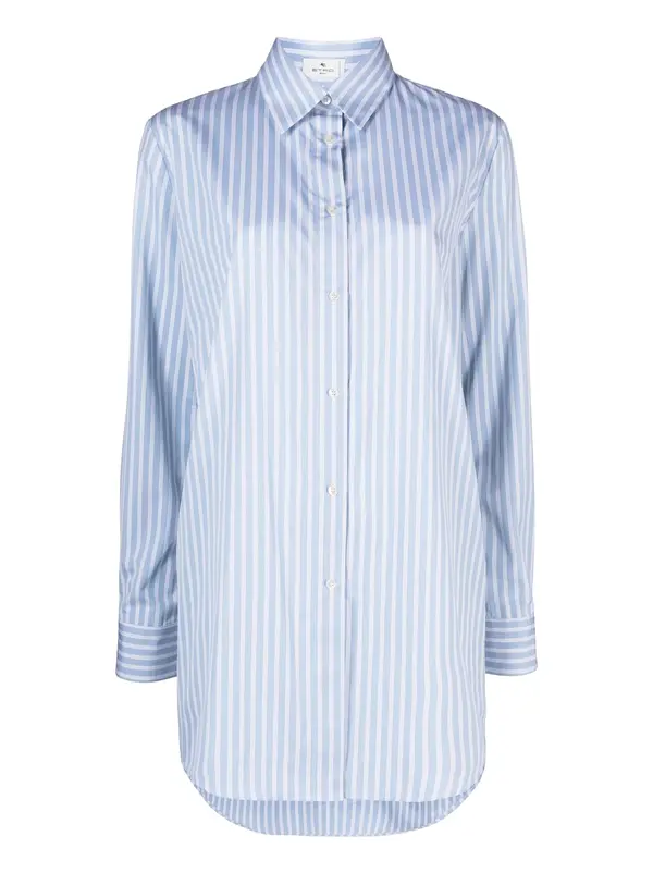 Etro Embroidered-logo Striped Shirt - Blue