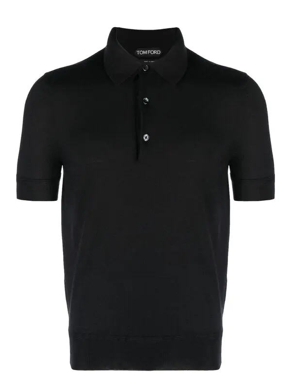 TOM FORD Cashmere Short-sleeve Polo Shirt - Black
