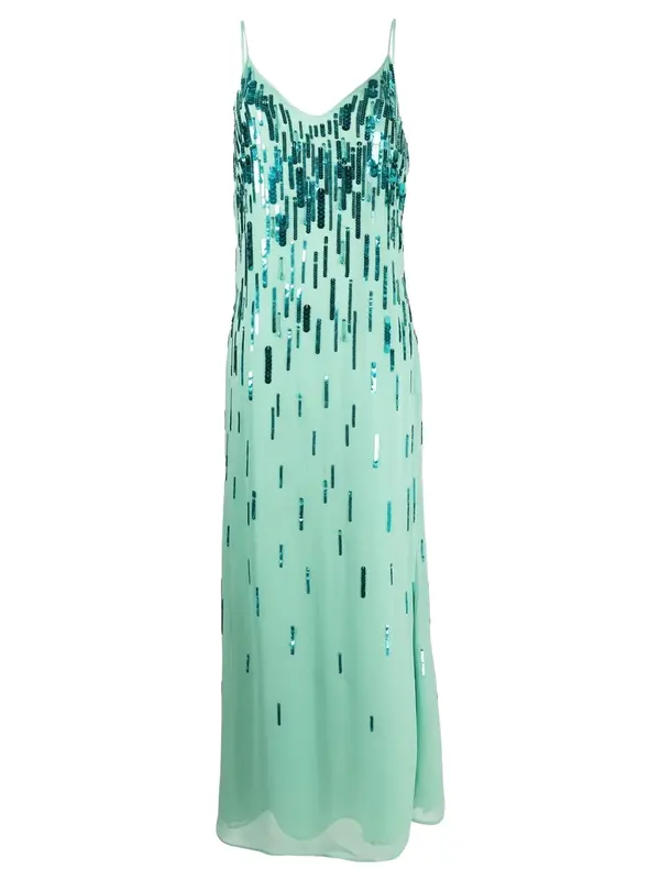 Amen Sequin-embellished Gown - Green