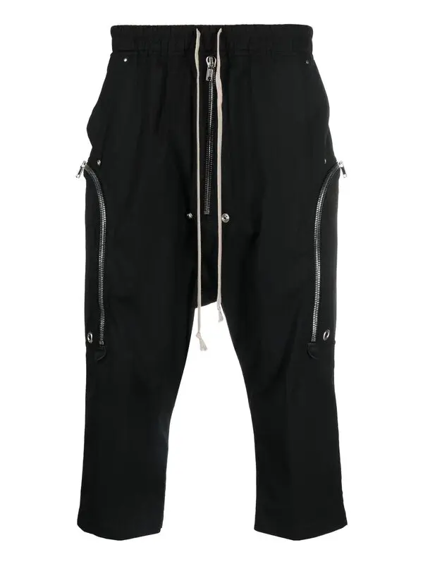 Rick Owens Cropped Drawstring Trousers - Black