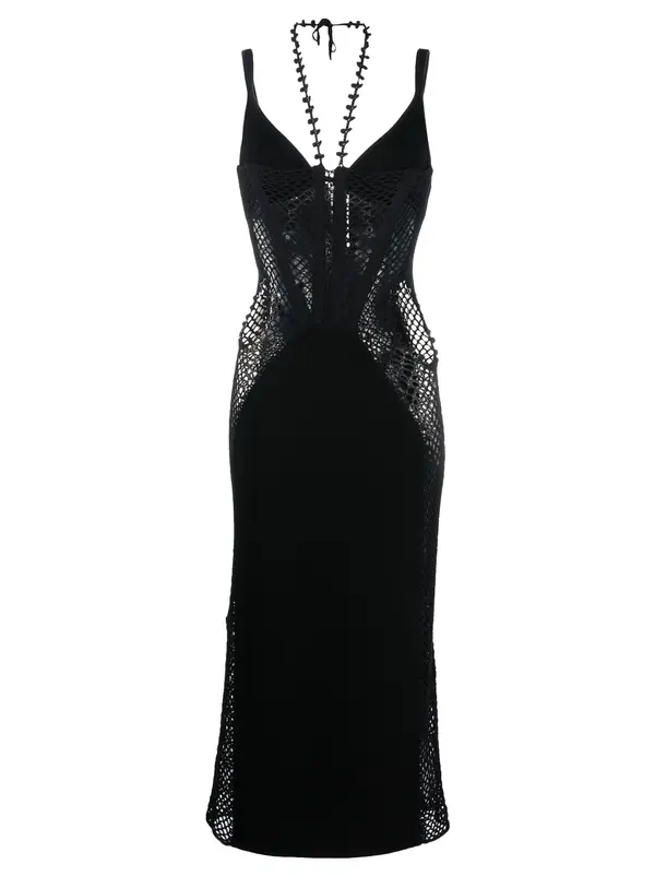 DION LEE Crochet Cut-out Midi Dress - Black