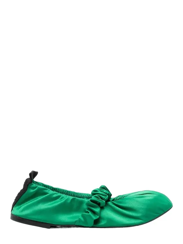 GANNI Scrunchie Ballerina Flat Shoes - Green