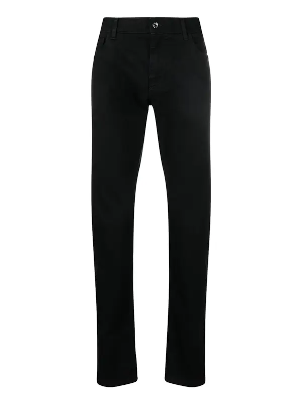 Dolce & Gabbana Straight-leg Jeans With Logo Plaque - Black