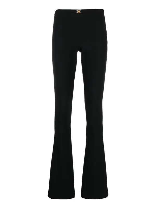 Blumarine Logo-buckle Flared Trousers - Black