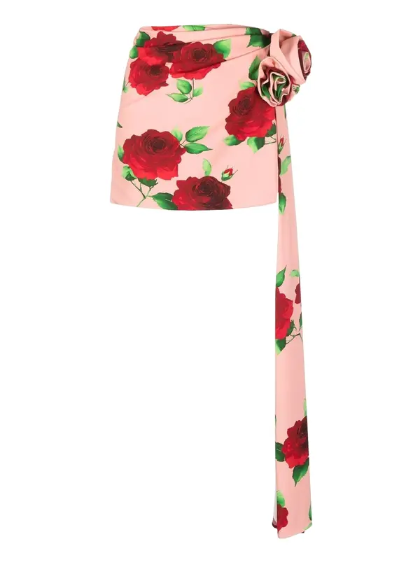 Magda Butrym Rose-print Draped Miniskirt - Pink