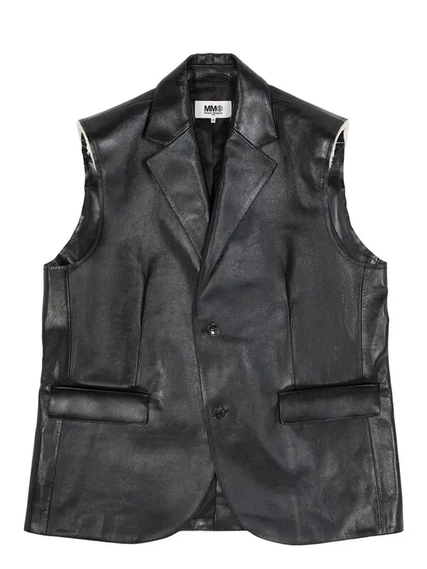 MAISON MARGIELA Sleeveless Leather Gilet - Black