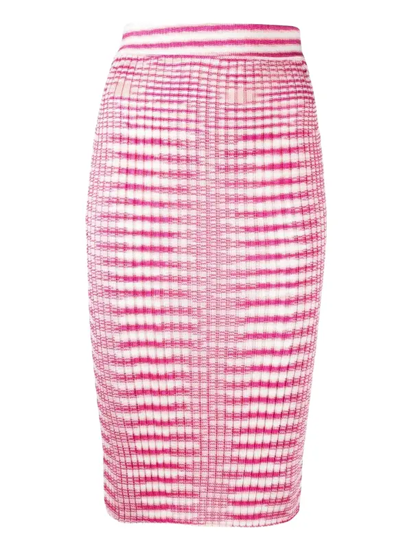 Missoni Striped Rib-knit Midi Skirt - Pink