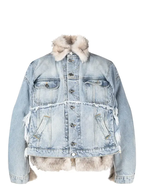 Natasha Zinko Faux-fur Hybrid Denim Jacket - Blue