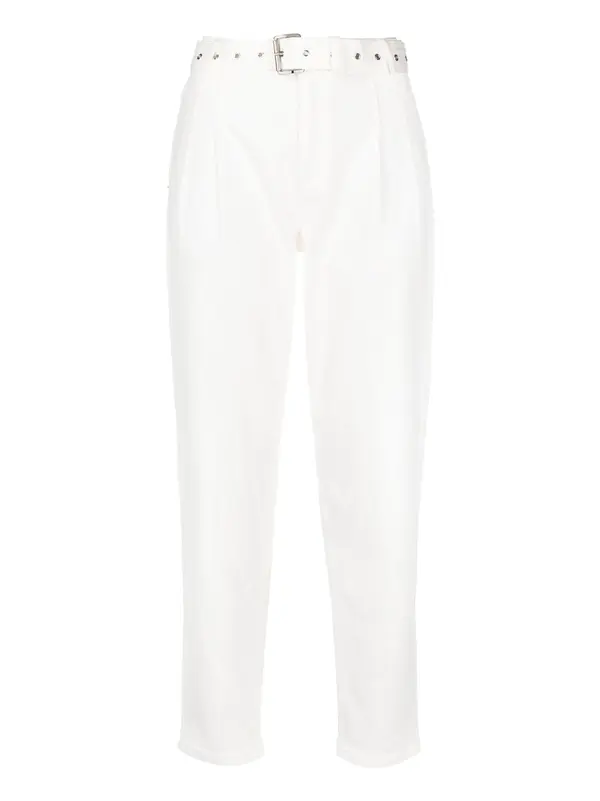 Michael Kors Pleated Straight Leg Jeans - White