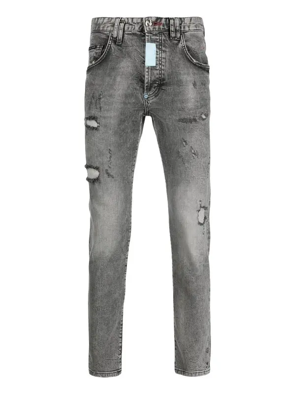 Philipp Plein Distressed Skinny-cut Jeans - Grey