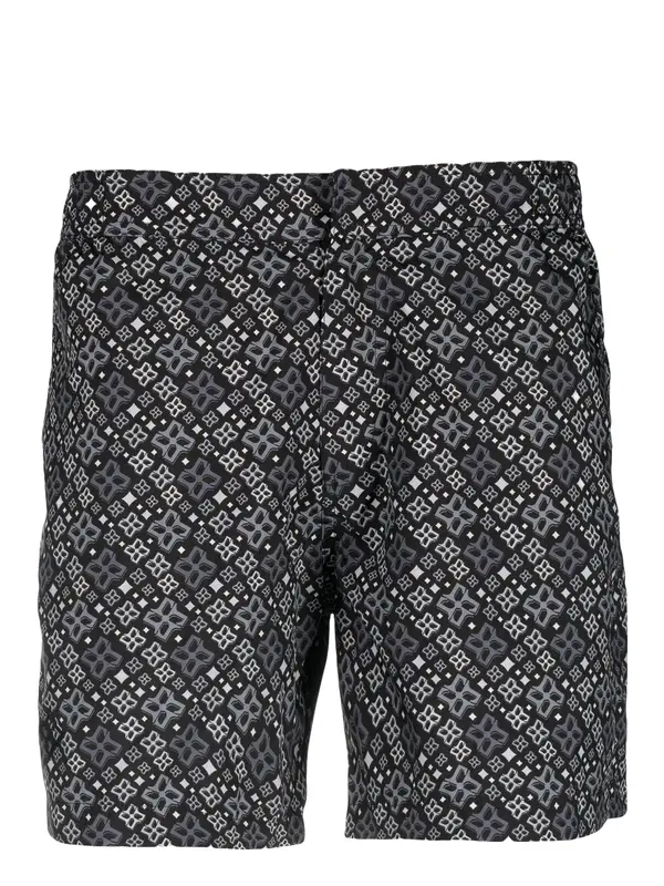 Tagliatore Abstract-pattern Swim Shorts - Black