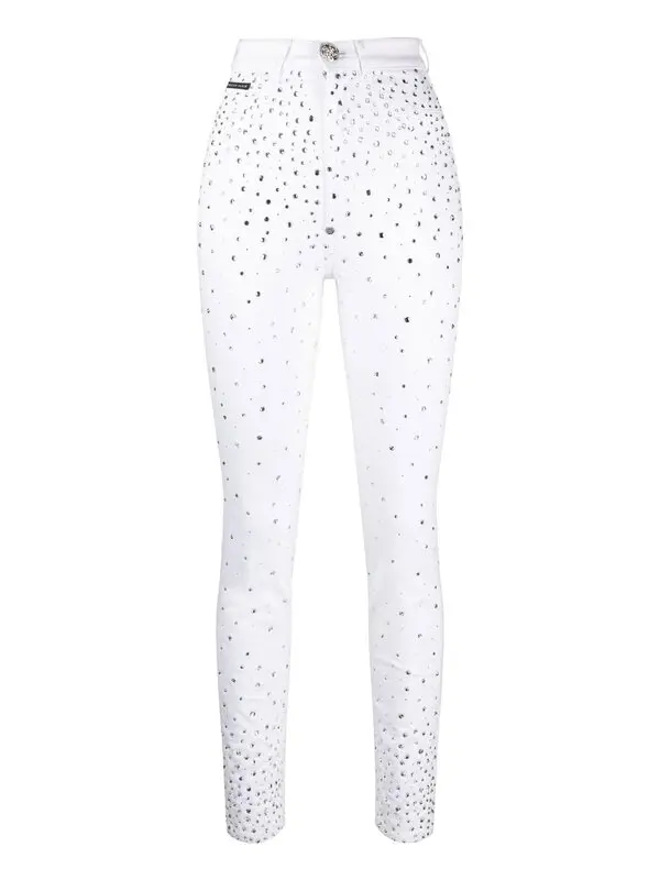 Philipp Plein Rhinestone-embellished Skinny Jeans - White