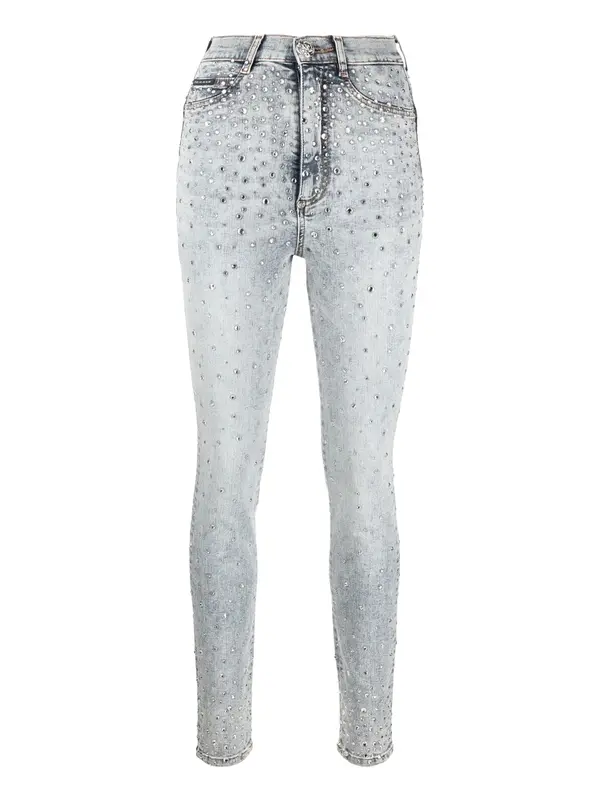 Philipp Plein Rhinestone-embellished Skinny Jeans - Blue