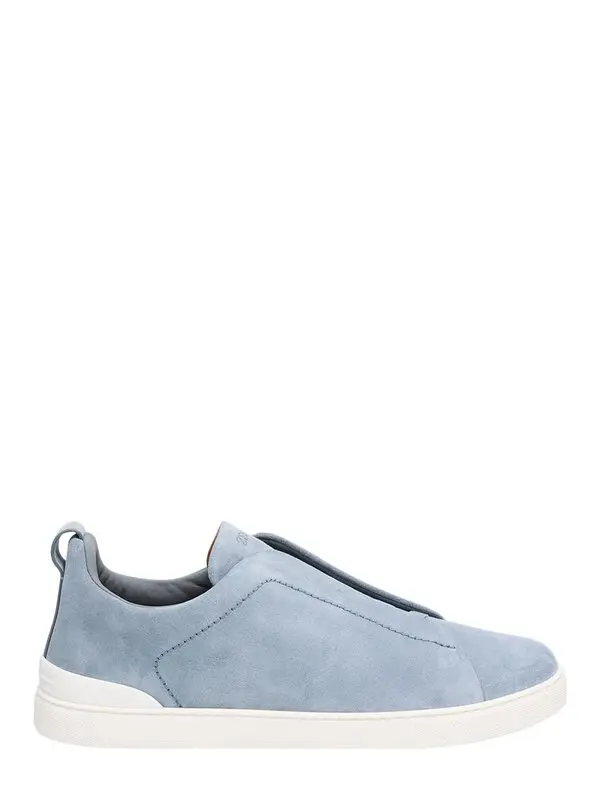 Zegna Triple Stitch Suede Sneakers - Light Blue