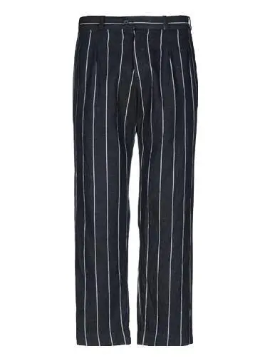 PT TORINO Cotton And Linen Blend Trousers With Stripes - Blue