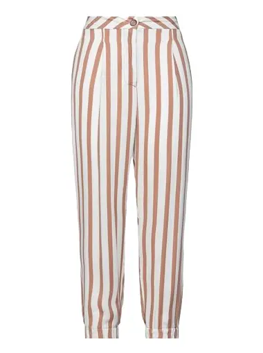SOALLURE Tapered Striped Pants - Beige