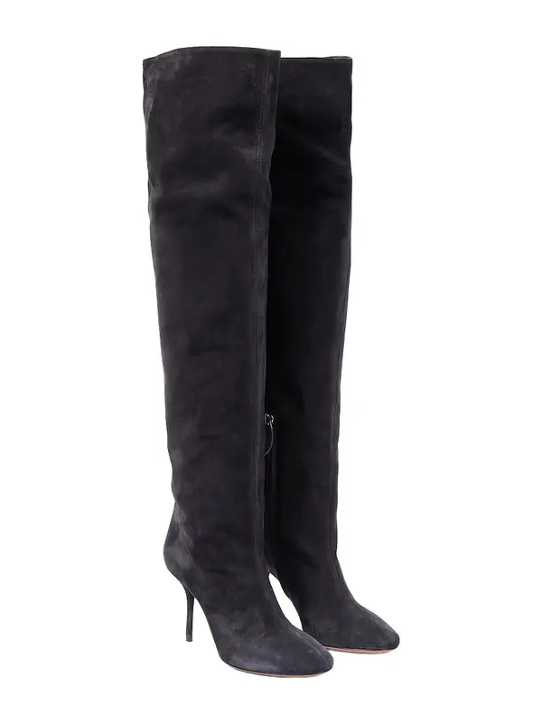Alaïa Fluide 90 Suede Boots - Black