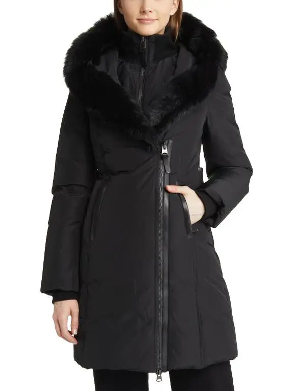 Mackage Kay Water-resistant Down Coat With Shearling Trim - Black
