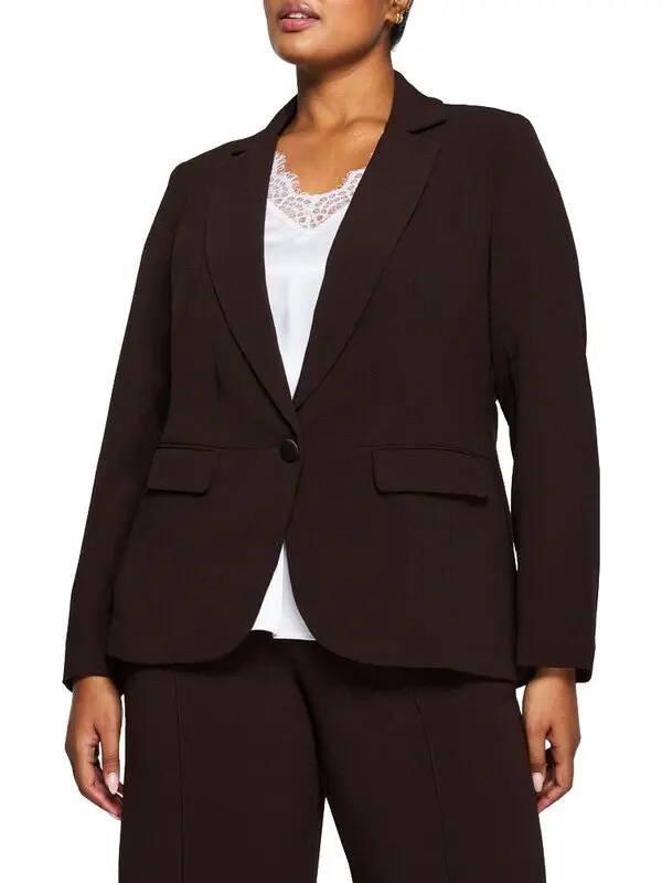 ESTELLE Megan Crepe Blazer - Chocolate