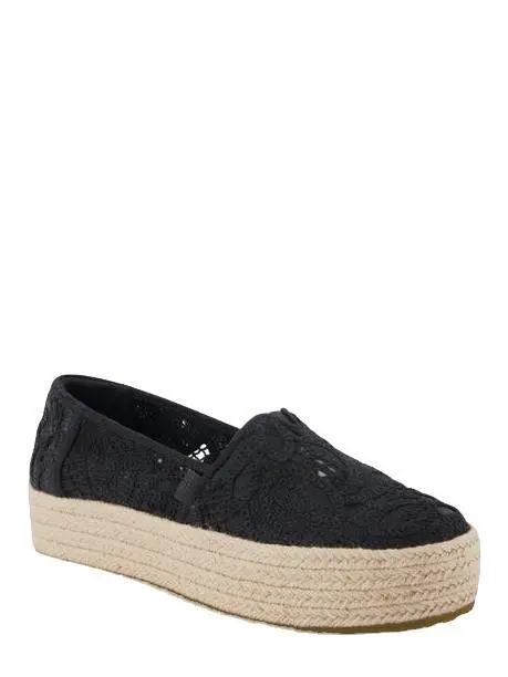 Toms Valencia Platform Espadrille - Black Lace