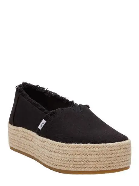 Toms Valencia Platform Espadrille - Black Textile