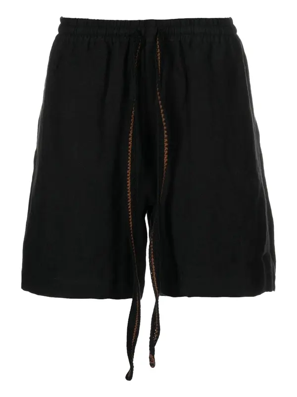 Commas Linen Lounge Shorts - Black