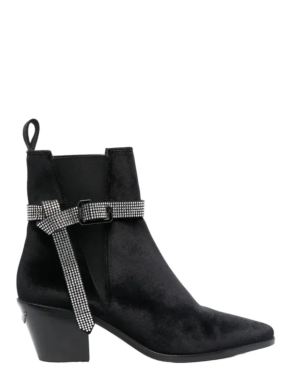 Zadig&Voltaire Crystal-embellished 70mm Velvet Boots - Black