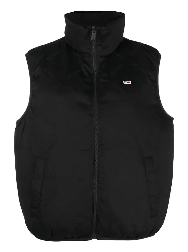 Tommy Hilfiger Logo-print High Neck Gilet - Black