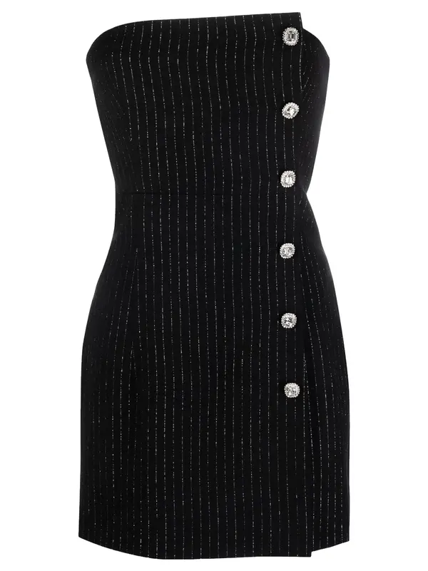 Alessandra Rich Pinstripe Mini Dress - Black