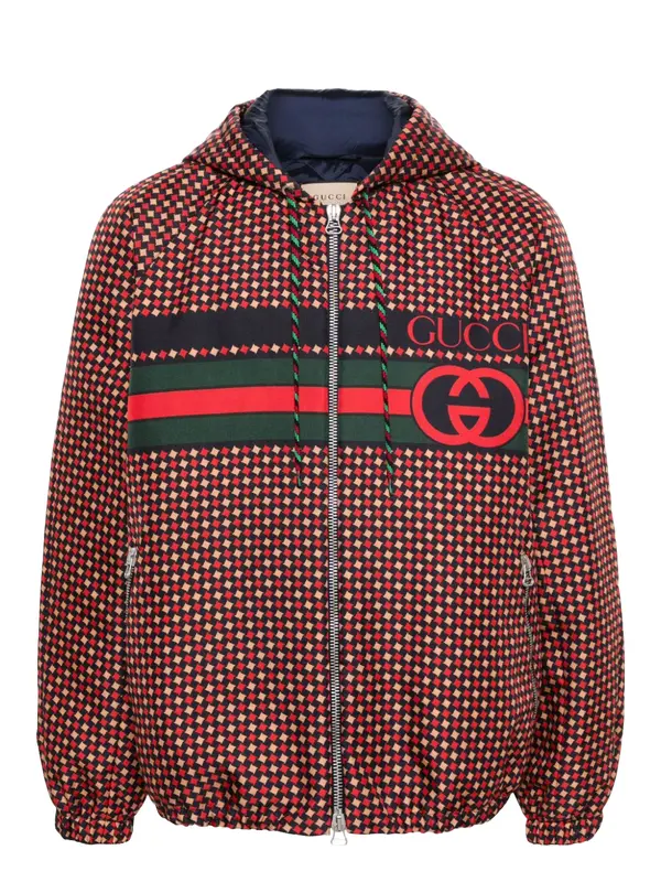 Gucci Interlocking Gg Hooded Jacket - Red
