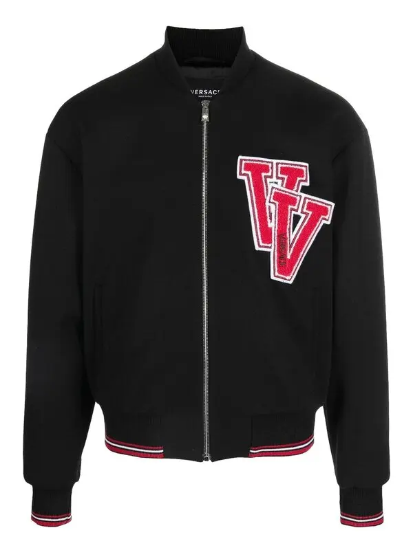 Versace Varsity-logo Bomber Jacket - Black