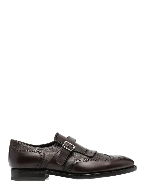 HENDERSON BARACCO Perforated Buckled Monk Shoes - Brown