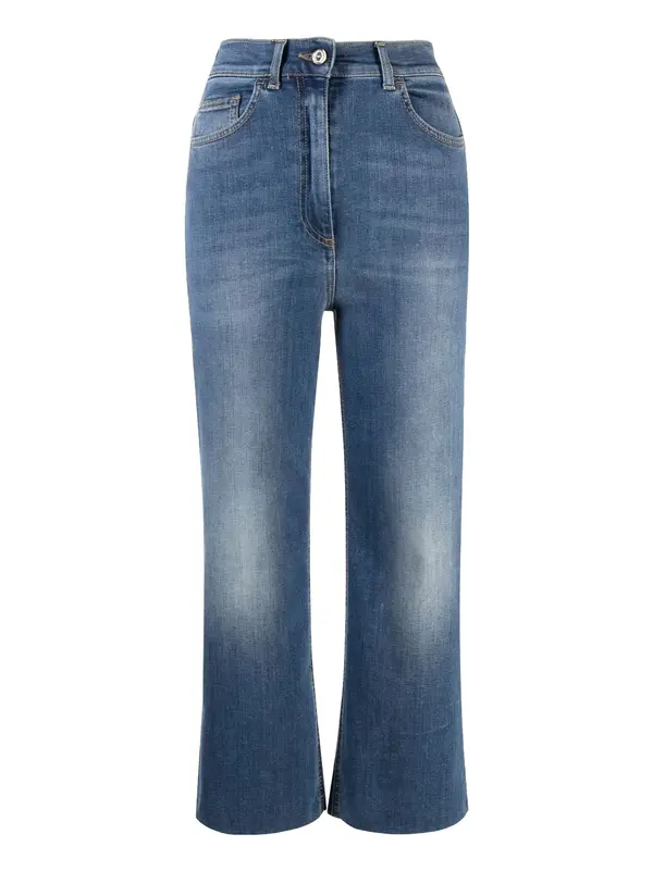 Elisabetta Franchi Cropped High-waisted Jeans - Blue