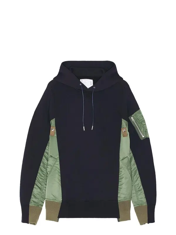 Sacai Sponge Sweat X Nylon Twill Hoodie - Navy & Khaki