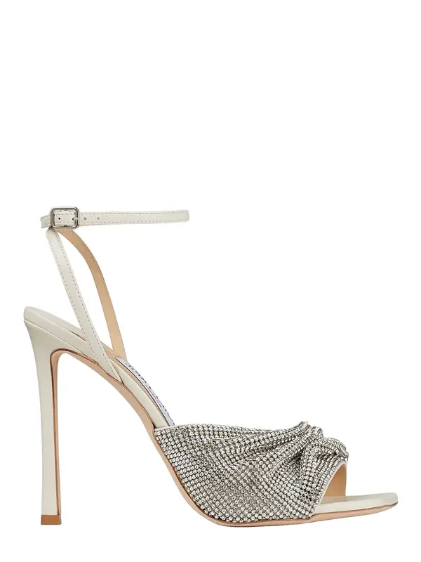 JIMMY CHOO Naria 110mm Crystal-mesh Sandals - Neutrals