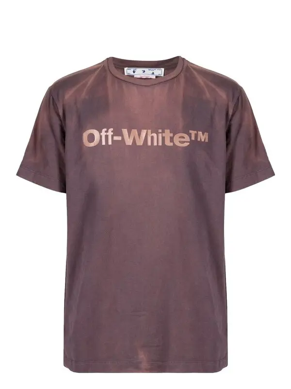 Off-White Logo Print Bleached T-shirt - Purple