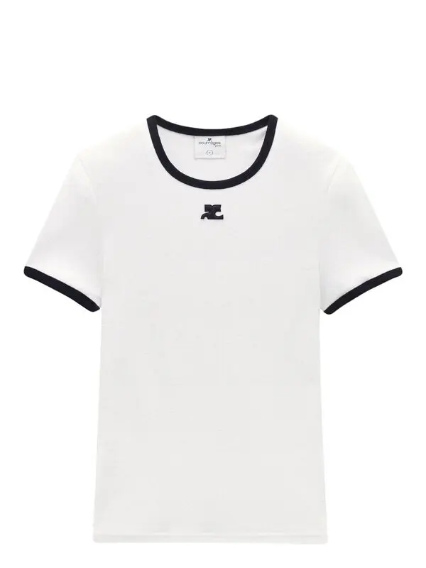 COURREGES Contrast Trim T-shirt - White