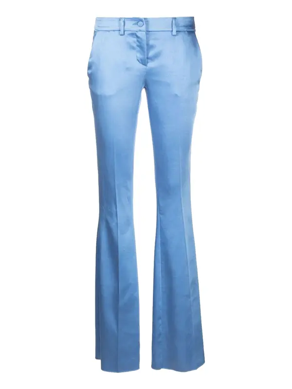 Philipp Plein Flared Satin Trousers - Blue