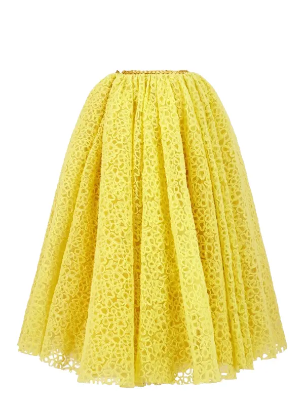 Giambattista Valli Lace-embroidered Full Skirt - Yellow