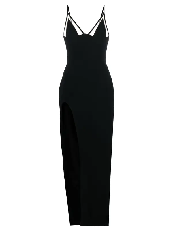 David Koma V-neck Cady Gown - Black