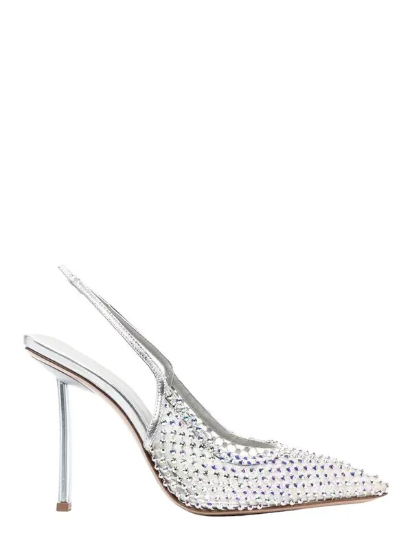 LE SILLA Crystal-embellished Slingback Pumps - Silver