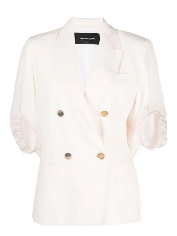 Fabiana Filippi Double-breasted Blazer With Puff Sleeves - Pink