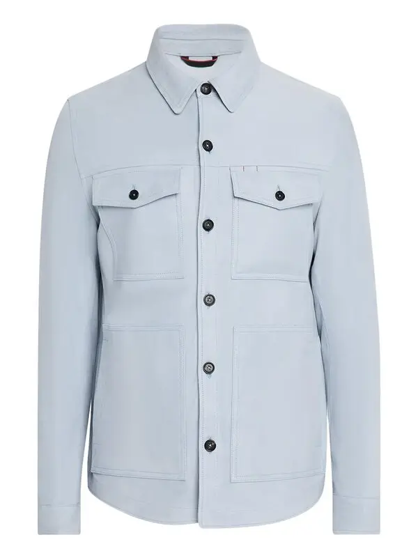 Isaia 4-pocket Suede Overshirt - Sky Blue