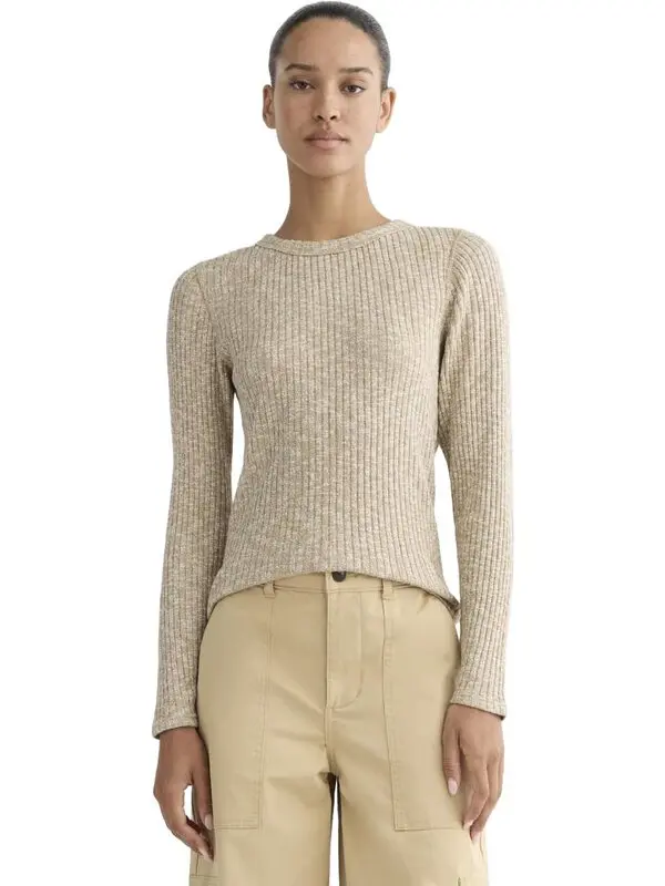 Everlane Cozy Rib Long-sleeve Tee - Cornstalk/bone Twist