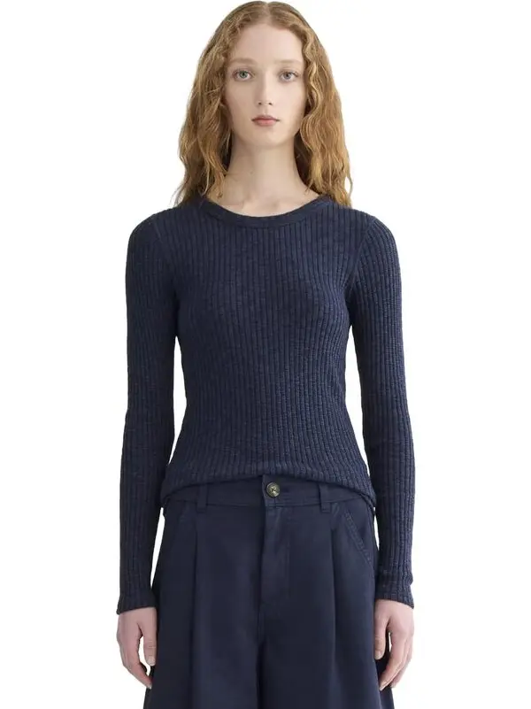 Everlane Cozy Rib Long-sleeve Tee - Navy