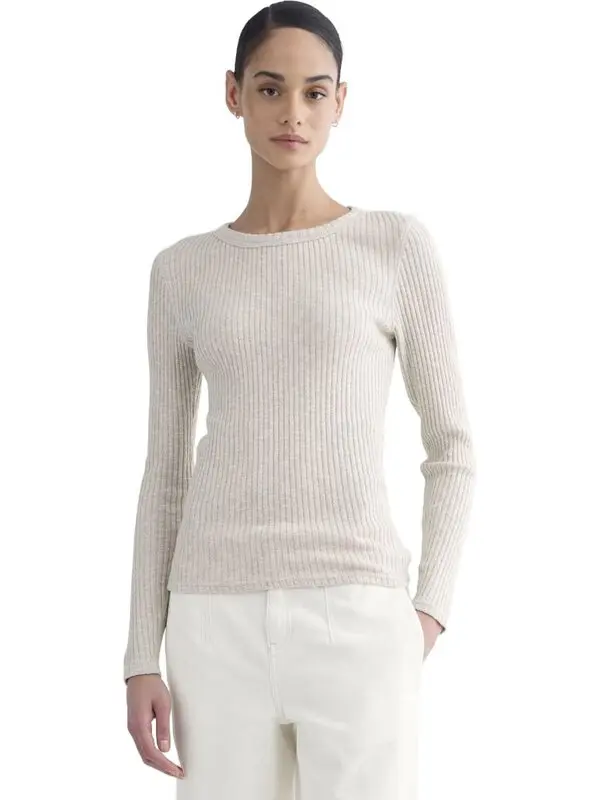 Everlane Cozy Rib Long-sleeve Tee Sweater - Peyote / Bone