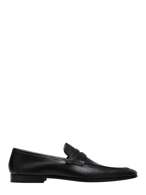 Magnanni Sasso Leather Penny Loafers - Black