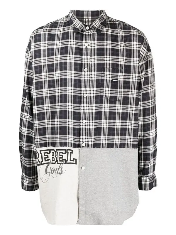 UNDERCOVERISM Patchwork Plaid Long-sleeve Shirt - Grey
